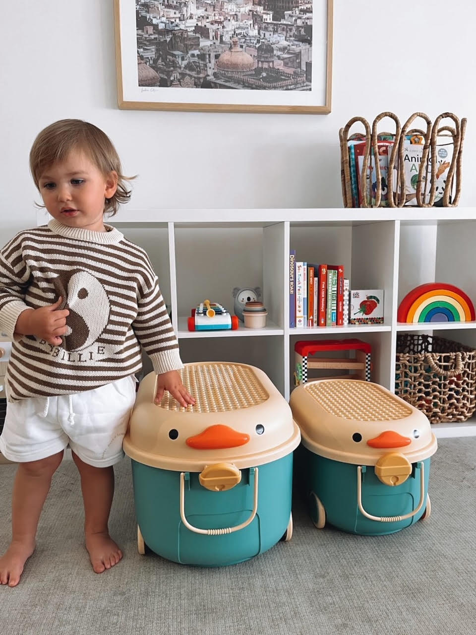 'Ride a Long Storage' - Aqua and Yellow Duck - Medium – Cowrie & Conch